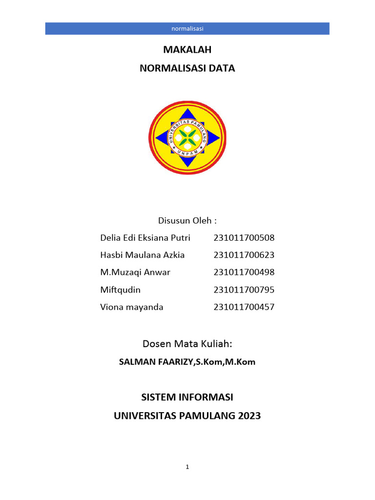 Panduan Lengkap Normalisasi Data | PDF