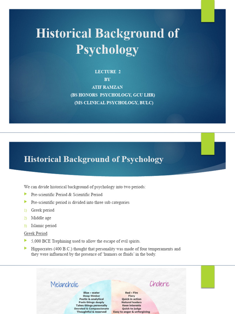 Lecture 2 (Historical Background of Psychology) | PDF | Psychology | Behavioural Sciences
