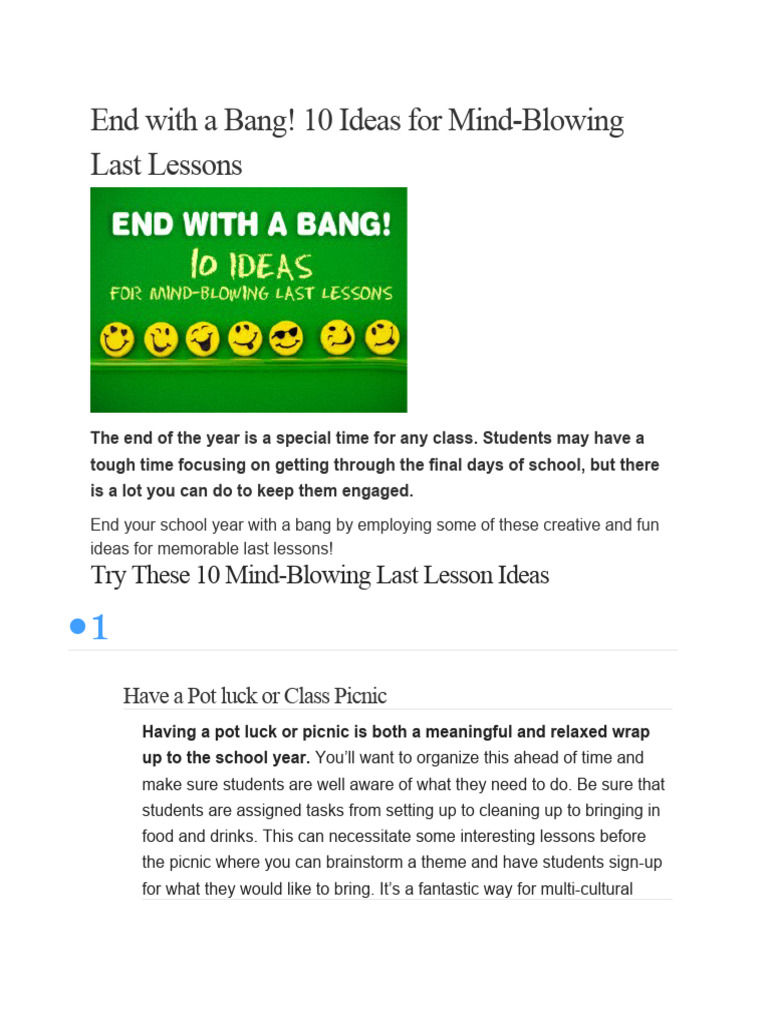 10 Ideas For Last Classes | PDF