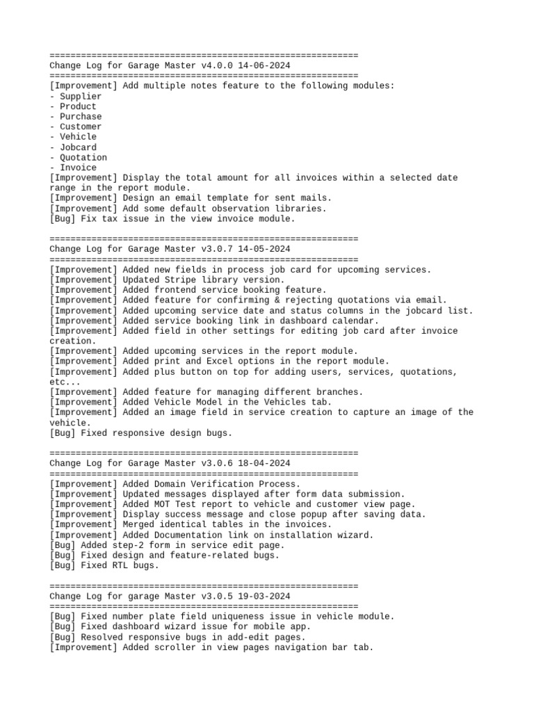 Change Log | PDF | Software Bug | Computing