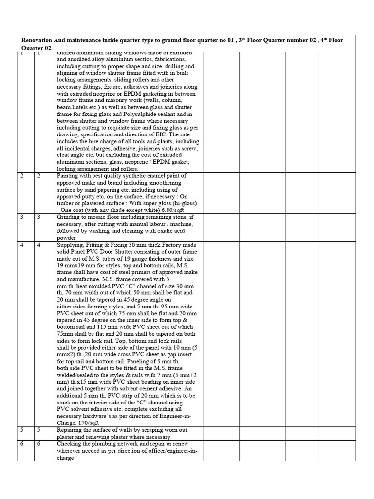 Renovation And maintenance inside quarter type to ground floor quarter ...