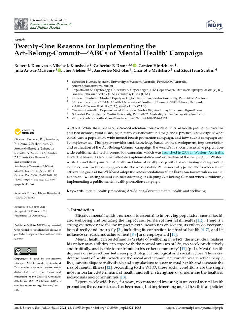 ABCs of MH NCBI | PDF | Preventive Healthcare | Mental Health