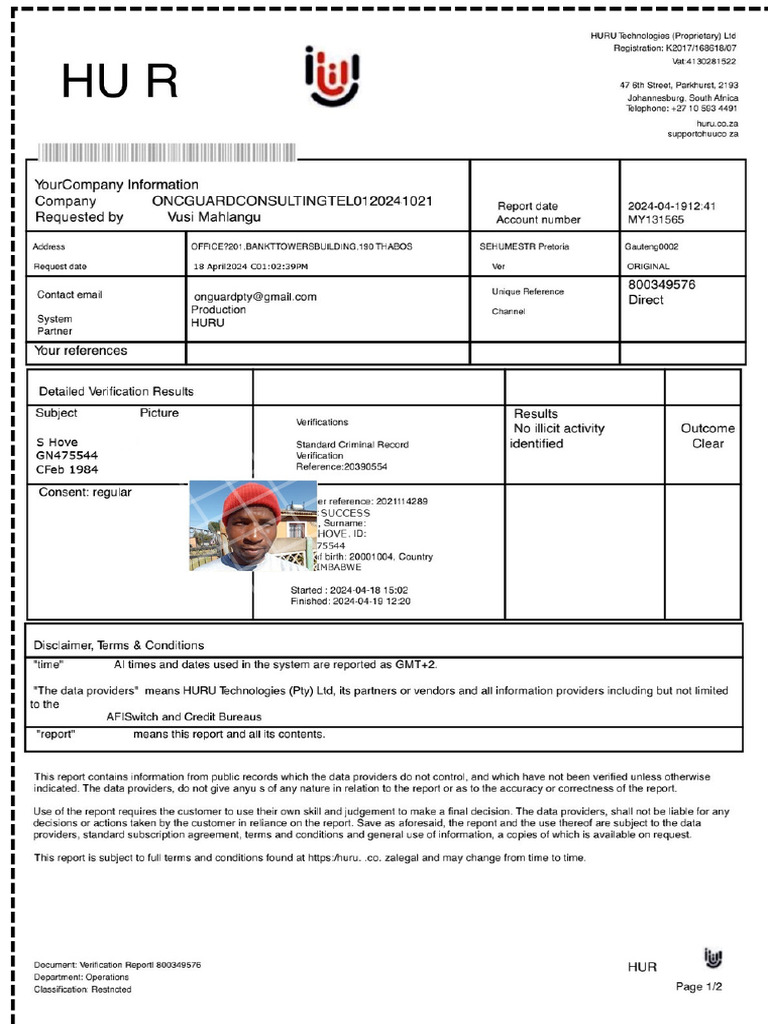 Background Check Uhuru | PDF