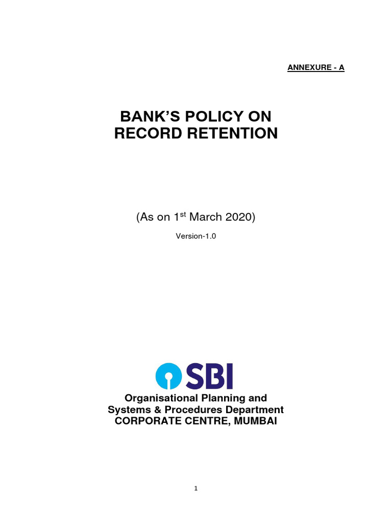 030720-Record Retention Policy For Uploading in Bank's Site | PDF ...