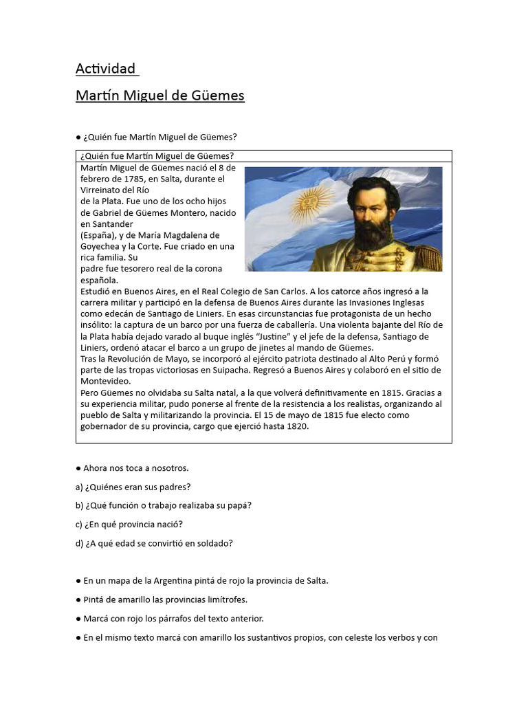 Guemes actividad | PDF | América del Sur | Conflictos del segundo milenio