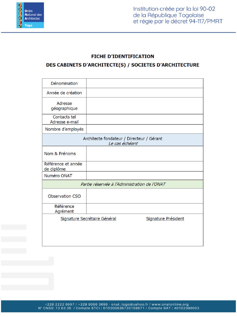 Fiche d'identification Cabinet ou Société d'architecture_nouvel en-tête | PDF