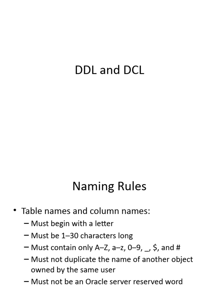 Oracle Lecture 3 - DDL | PDF | Computer Data | Software Design