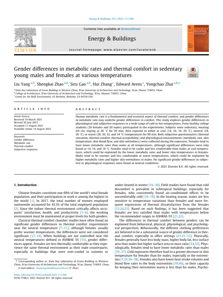Energy & Buildings: Liu Yang, Shengkai Zhao, Siru Gao, Hui Zhang ...