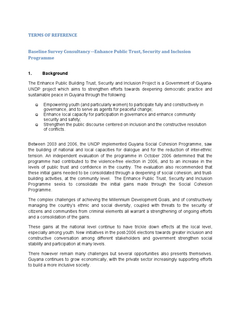 Contoh-ToR Baseline - Survey Institutiion | PDF | Survey Methodology ...