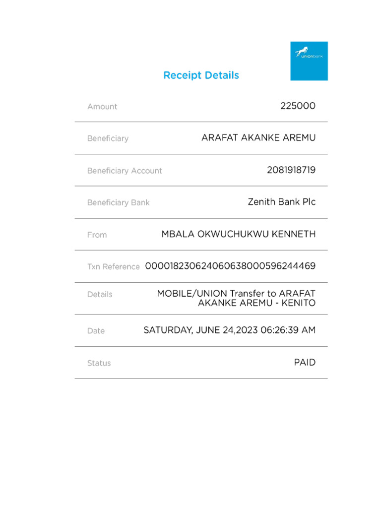 UnionMobile Receipt | PDF