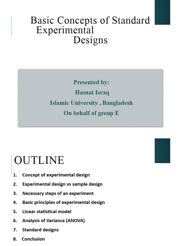 Basic Concepts of Standard Experimental Designs (Statistics) | PDF | Experiment | Design Of ...