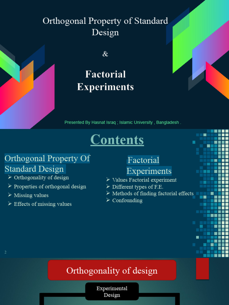Orthogonal Property of Standard Design/Orthogonality of Design and ...