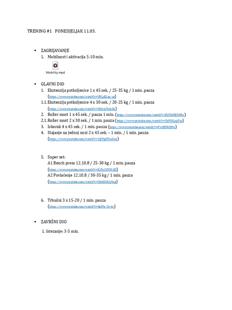 Trening 1 (Esma) | PDF
