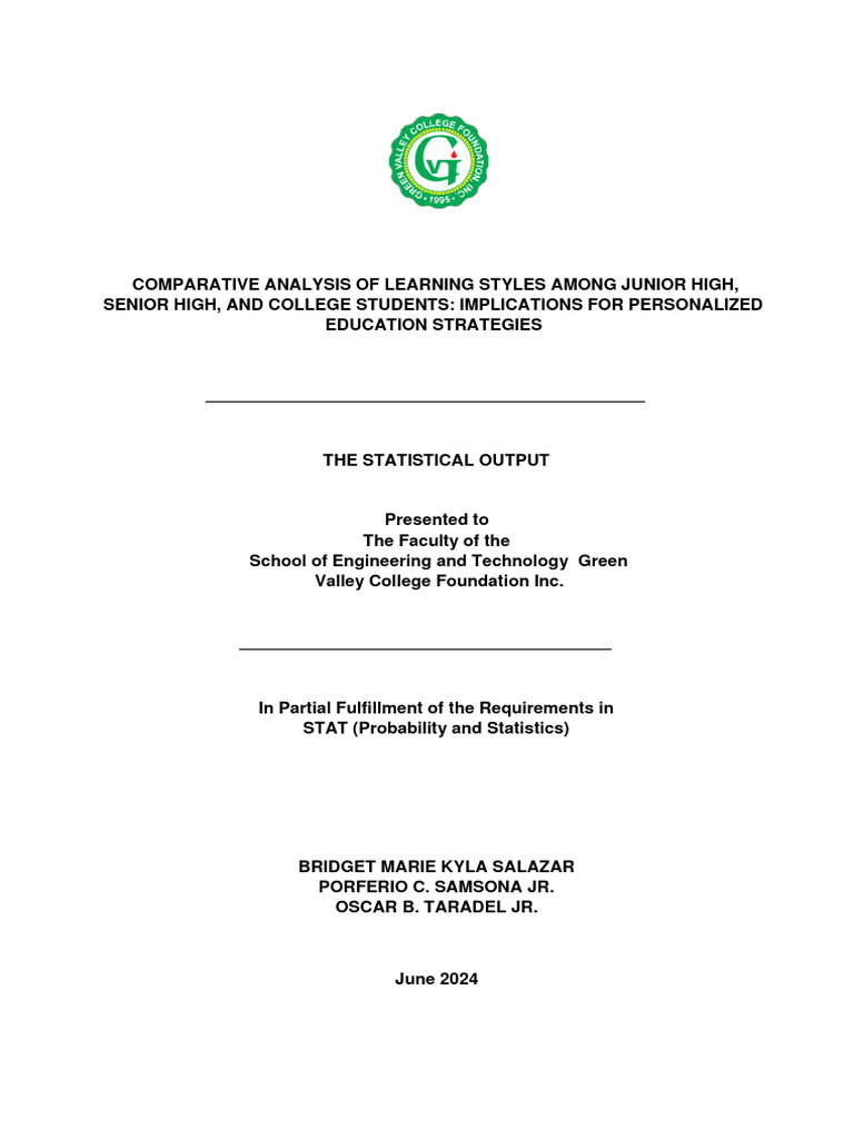 Statistical Output Taradel | PDF | Learning Styles | Survey Methodology