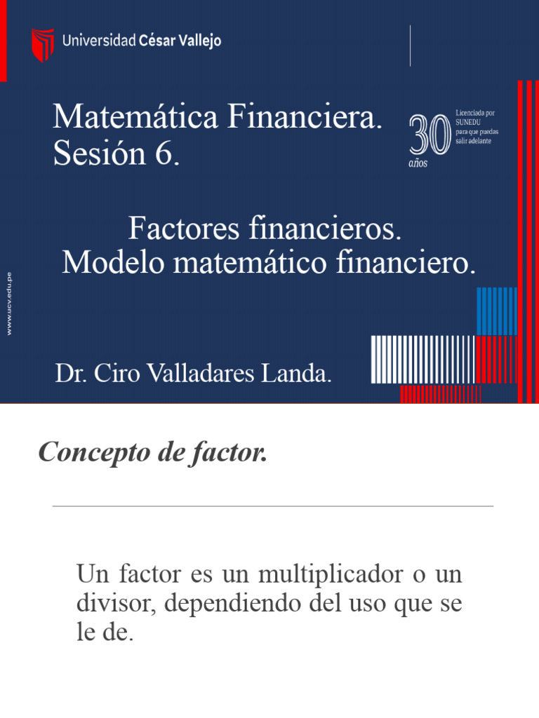 SESIÓN 6 MATEFIN FACTORES Y MODELOS FINANCIEROS 2024-01 | PDF | Finanzas Matemáticas | Economias