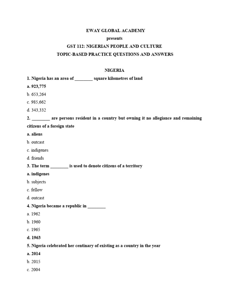 GST 112 by Eway Global First Edition-1 | PDF | Family | Constitution