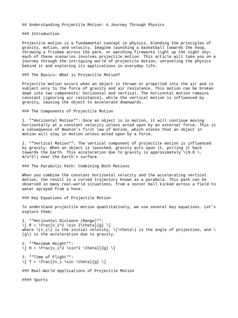 ## Understanding Projectile Motion | Download Free PDF | Force | Projectiles