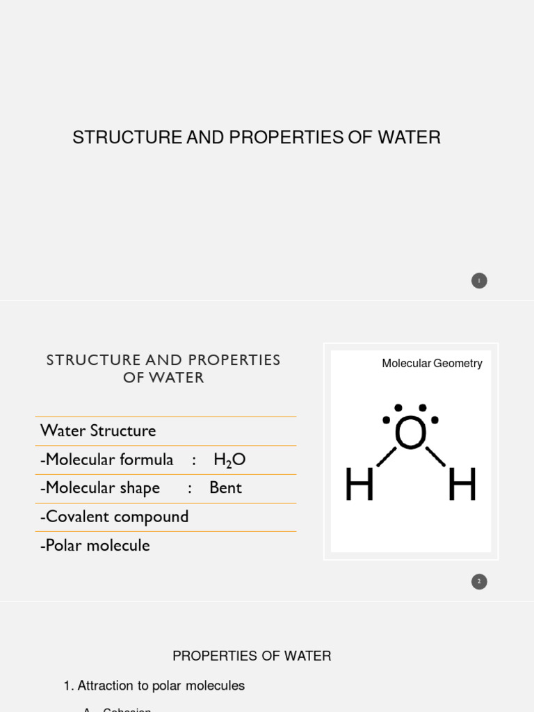 STRUCTURE AND PROPERTIES OF WATER | PDF | Solid | Crystal