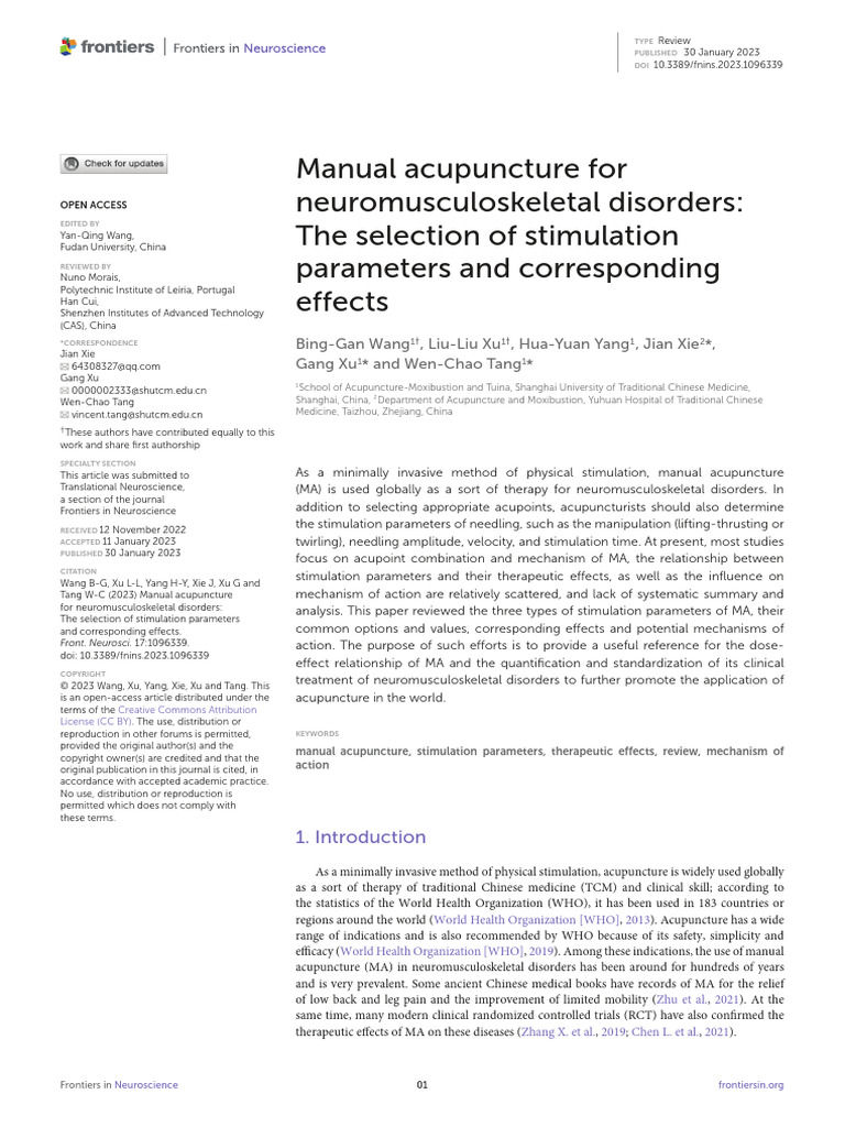 Manual Acupuncture For Neuromusculoskeletal Disord | PDF | Acupuncture ...