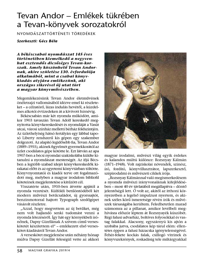 Tevan Andor - Emlékek Tükrében | PDF