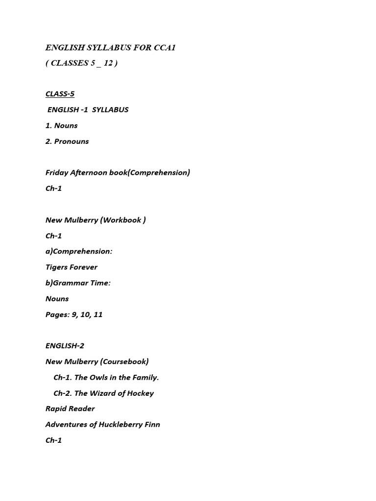 Eng Cca1 Syllabus 24 | PDF