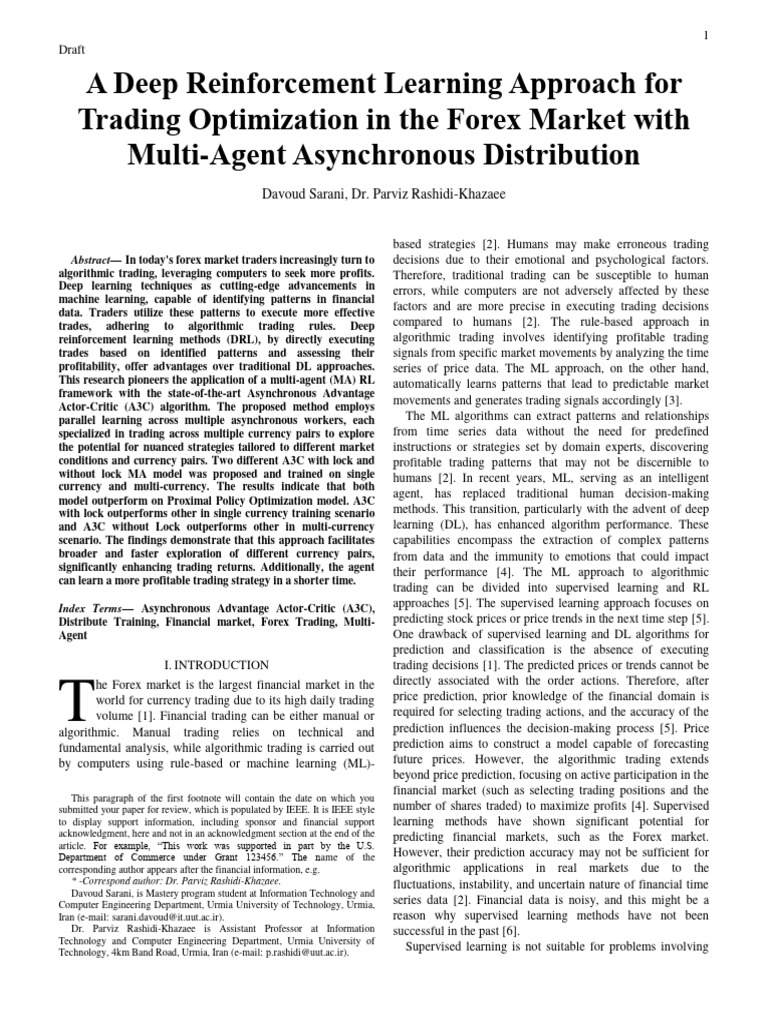 Forex Trading with Multi-Agent DRL | PDF | Machine Learning | Applied ...