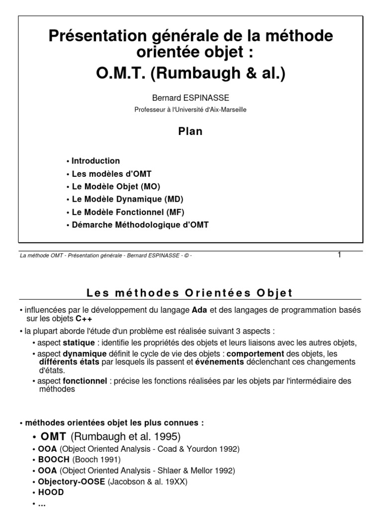 Méthode OMT par Bernard Espinasse | PDF | Programmation orientée objet ...