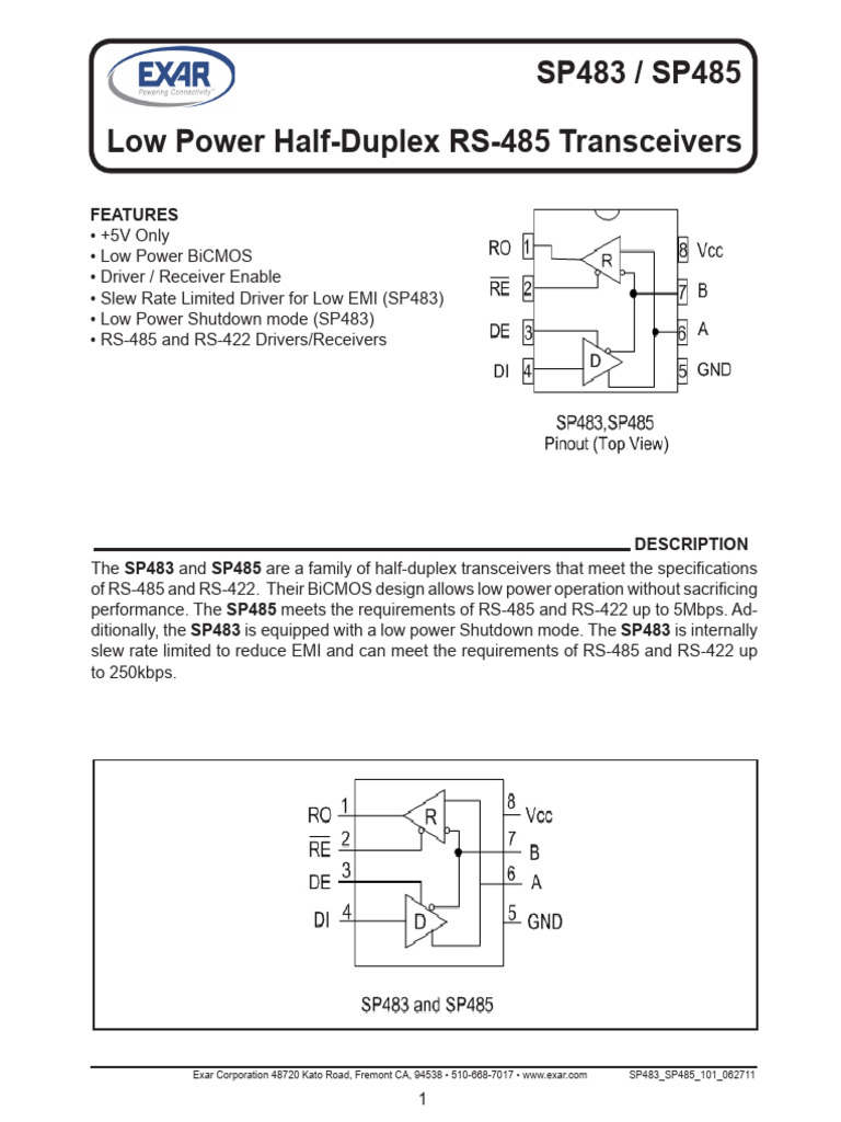 SP483 SP485 100 062711-473383 | PDF | Electrical Engineering | Electronics