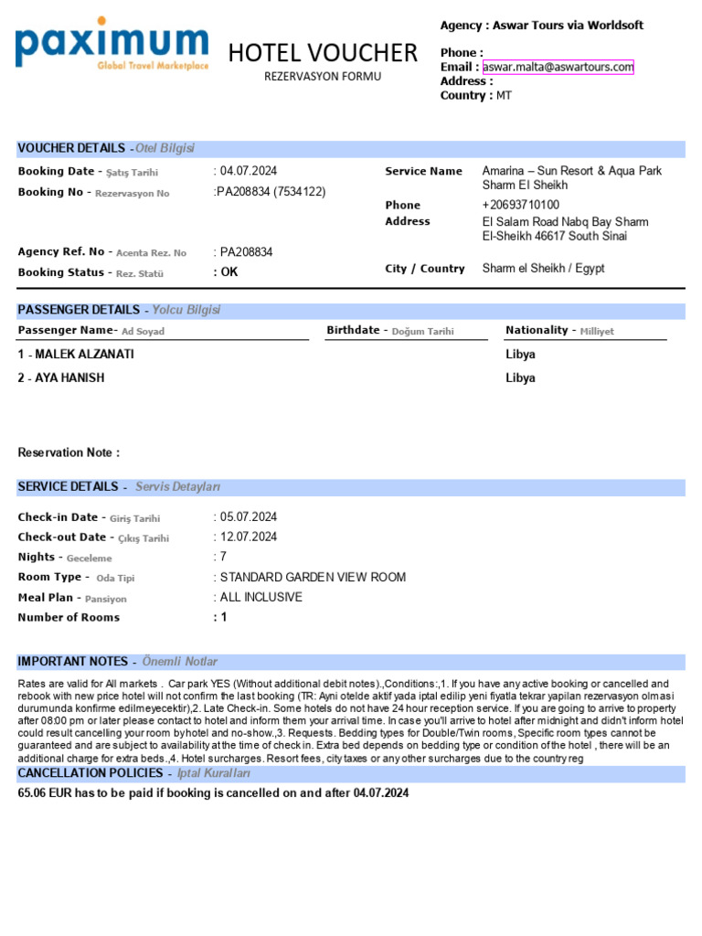 PA208834 - Voucher - WITH CANCELLATION RULES | PDF | Hospitality ...