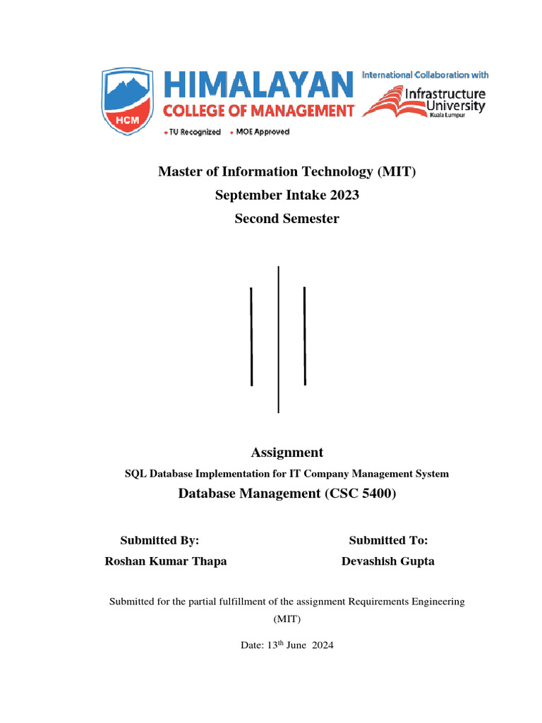 DBMS - Assignment - Roshan Kumar Thapa - 1 | PDF | Databases | Sql