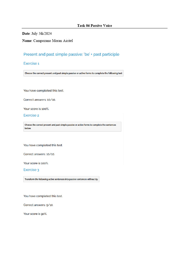 Task 06 Passive Voice - Campozano Moran Aicitel | PDF