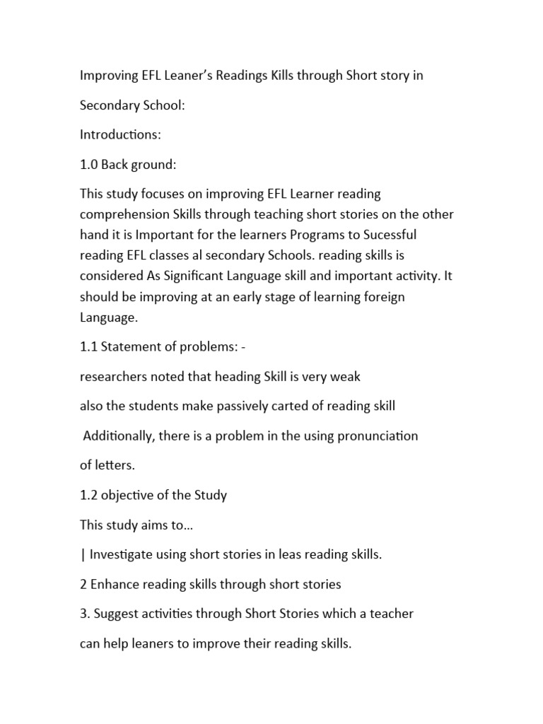 Enhancing EFL Reading via Short Stories | PDF