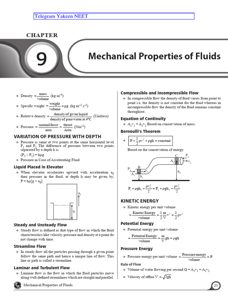 Mechanical Properties of Fluid Short Notes | PDF | Fluid Dynamics ...