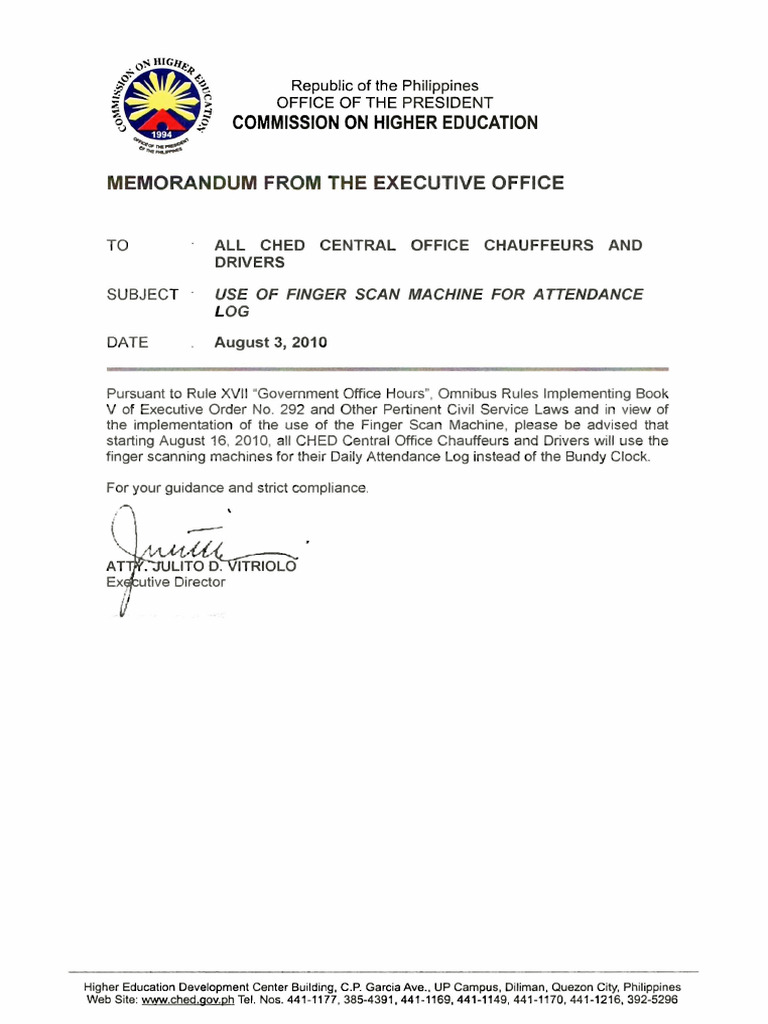 Memo - Use of Fingerscan (Drivers) | PDF