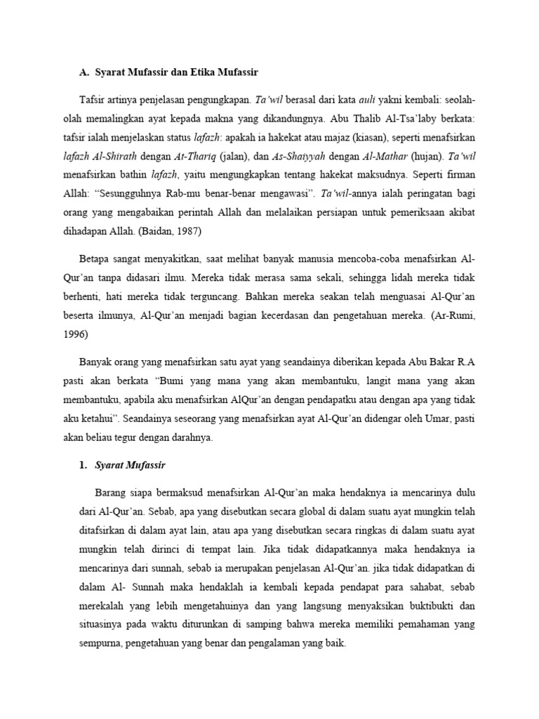 Syarat Mufassir Dan Etika Mufassir | PDF