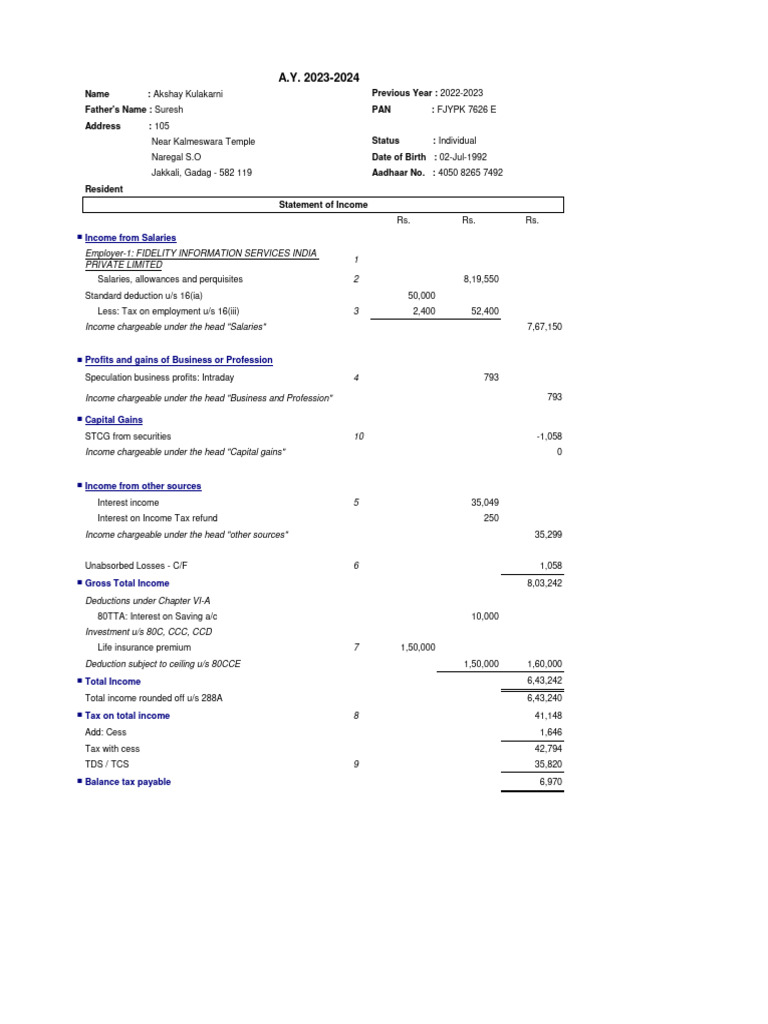 Tax Computation | PDF | Income | Taxes