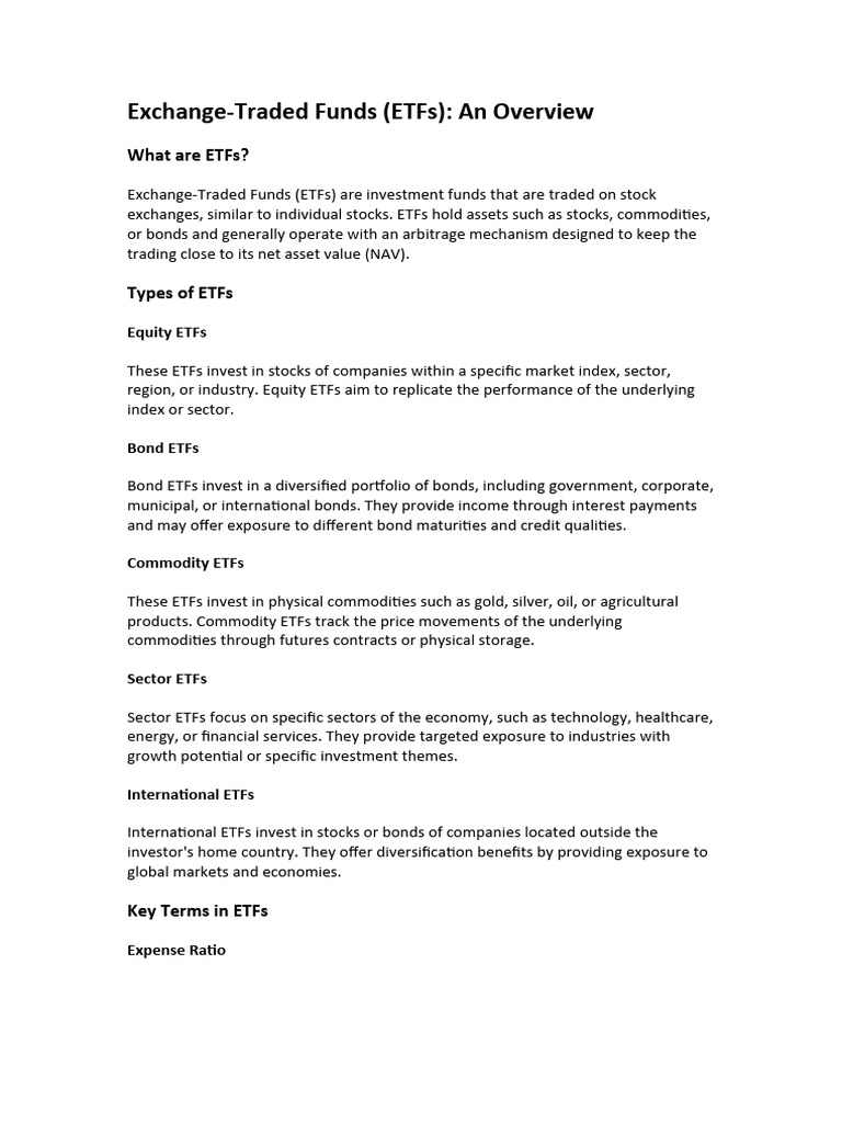 ETFs | PDF | Exchange Traded Fund | Investment Fund