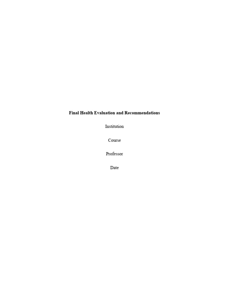 Final Health Evaluation and Recommendations | Download Free PDF ...