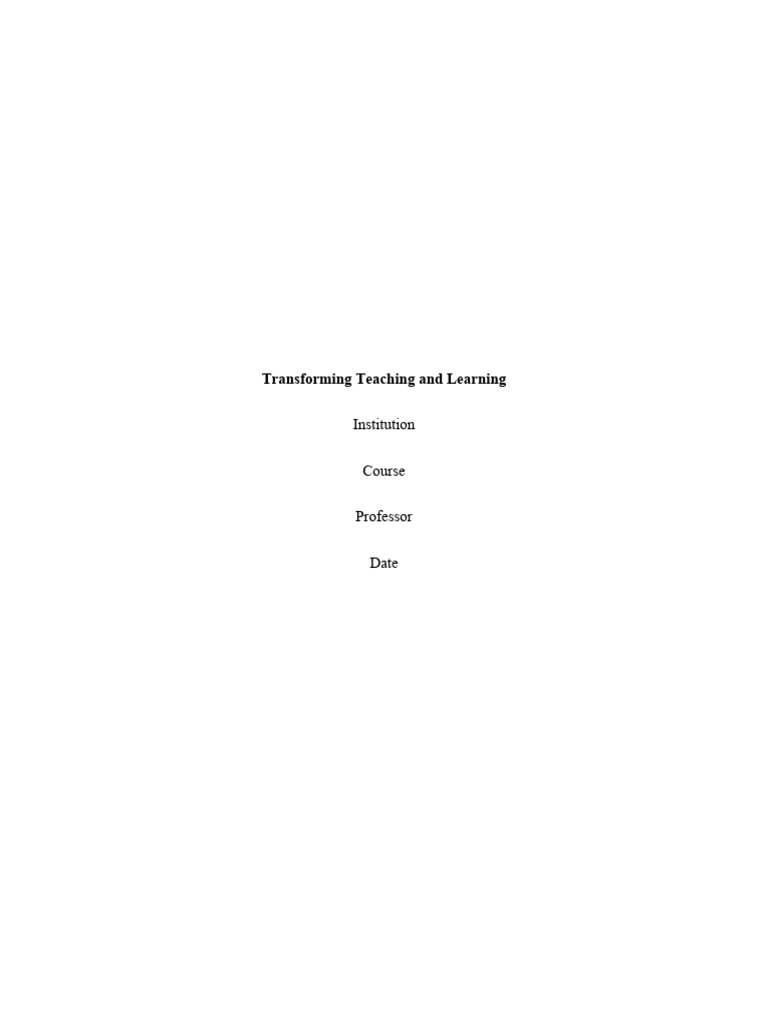 Transforming Teaching and Learning | PDF | Critical Thinking | Thought