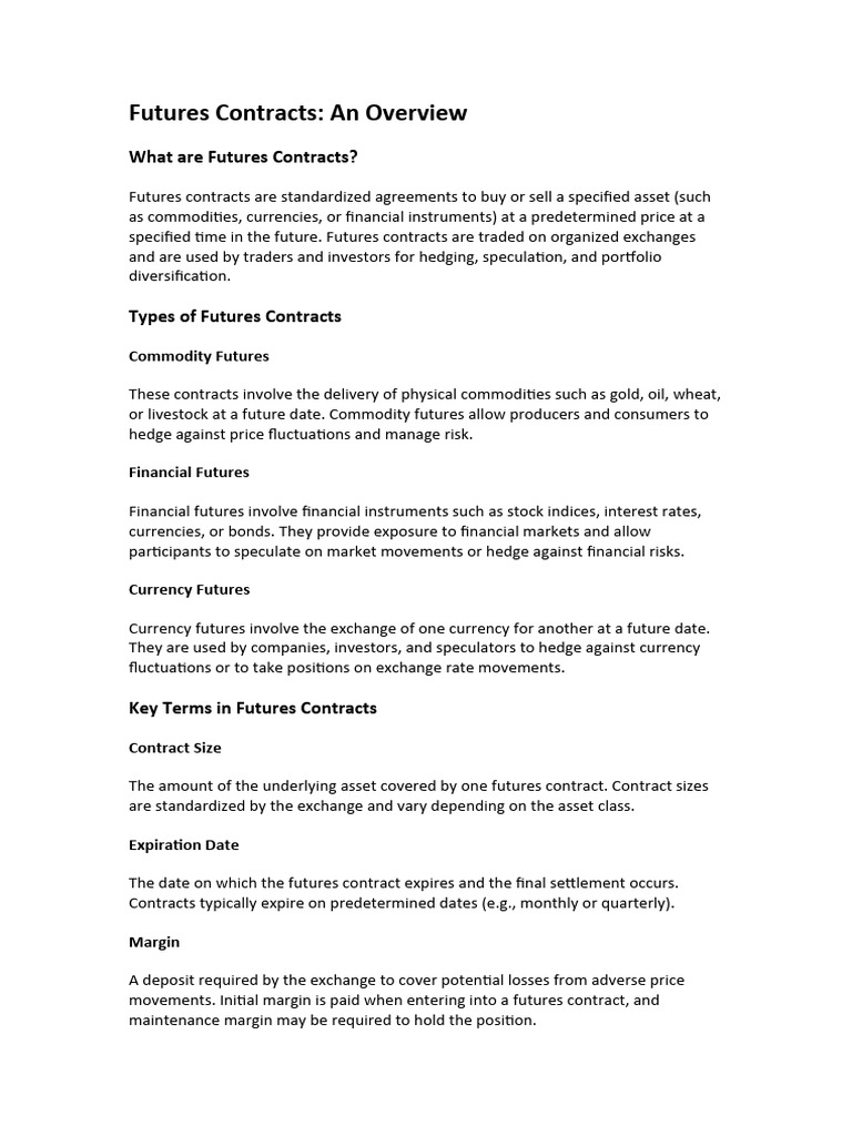 Future Contracts | PDF | Futures Contract | Hedge (Finance)