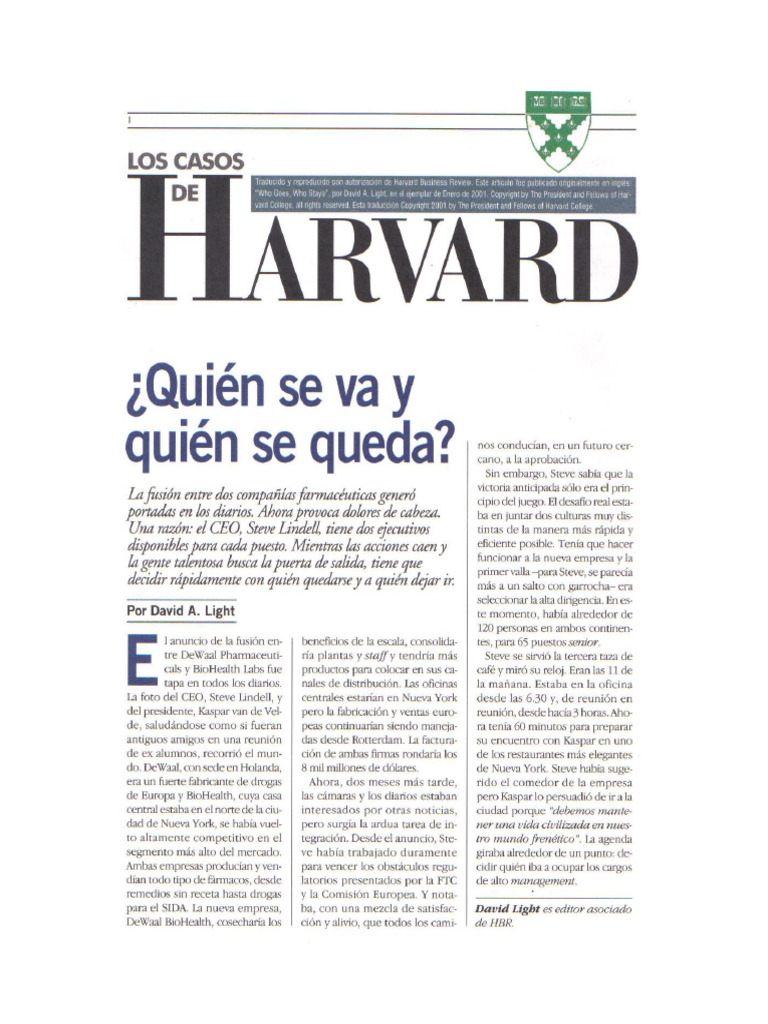 QUIEN SE VA Y QUIEN SE QUEDA - Conflicto y Negociación | PDF