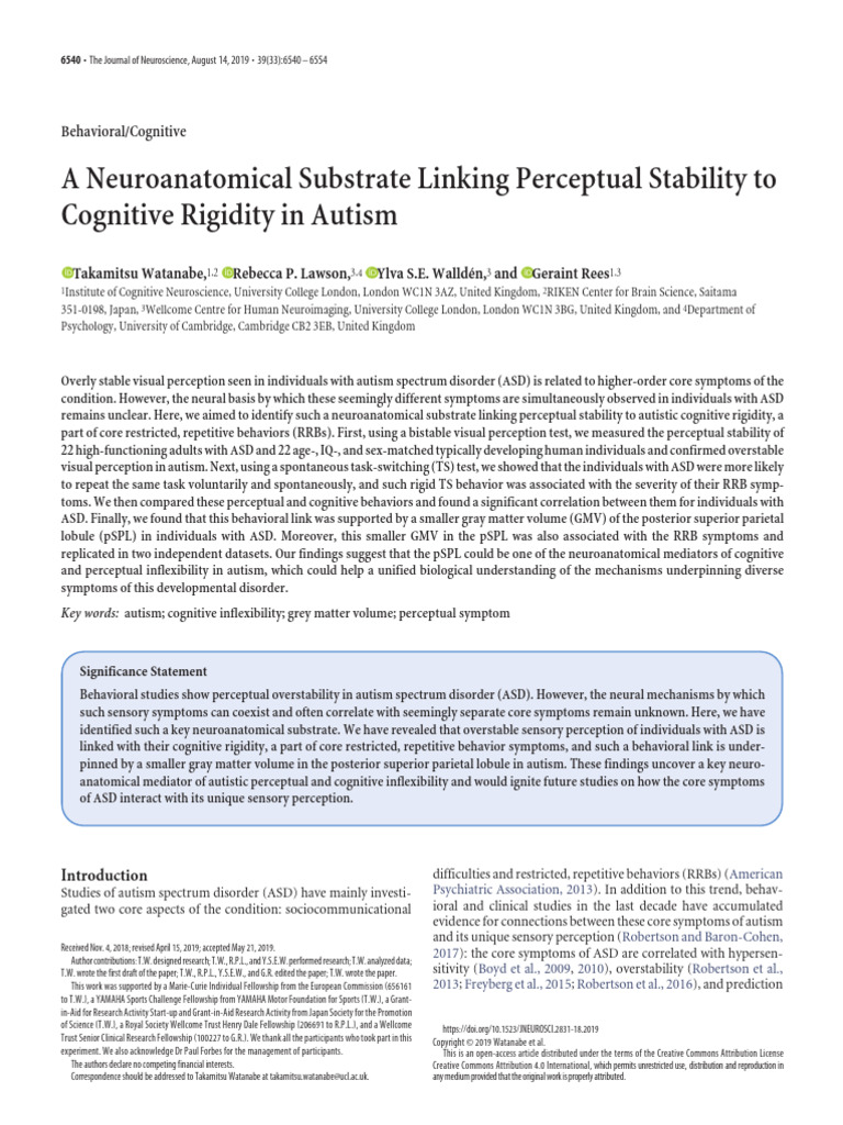 PUBMED. A Neuroanatomical Substrate Linking Perceptual Stability To ...