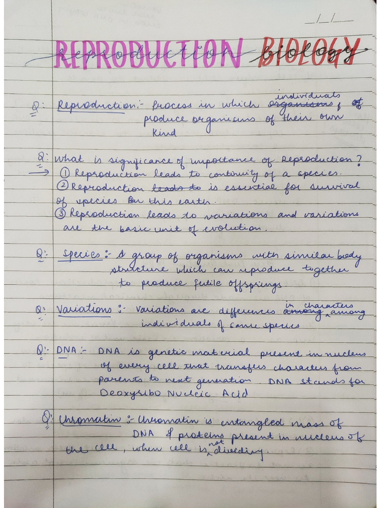Reproduction Notes | PDF