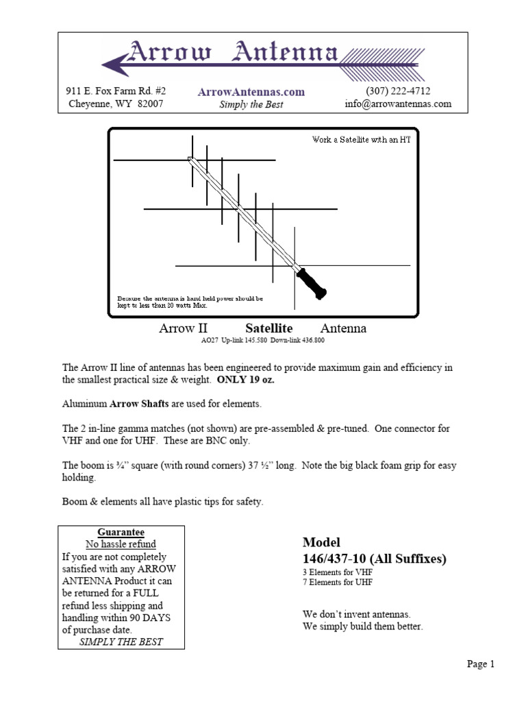 ARROW ANTENNA - All Suffixes - Instruction - Sheet | PDF | Antenna (Radio) | Manufactured Goods