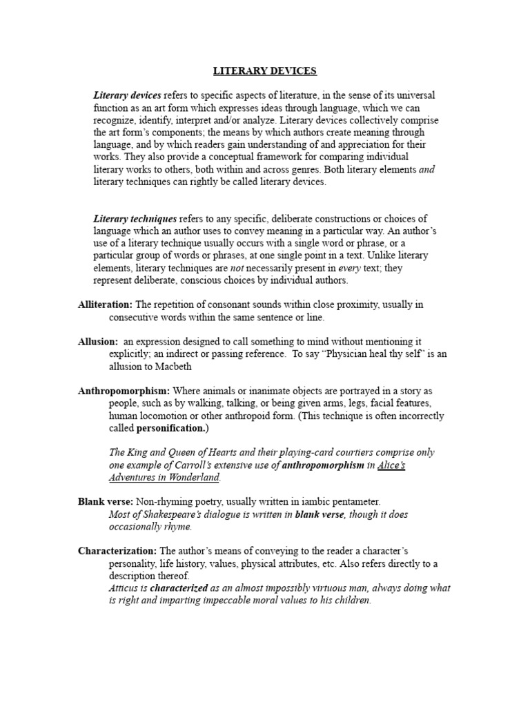 Literary Devices PDF | PDF | Narration | Narrative