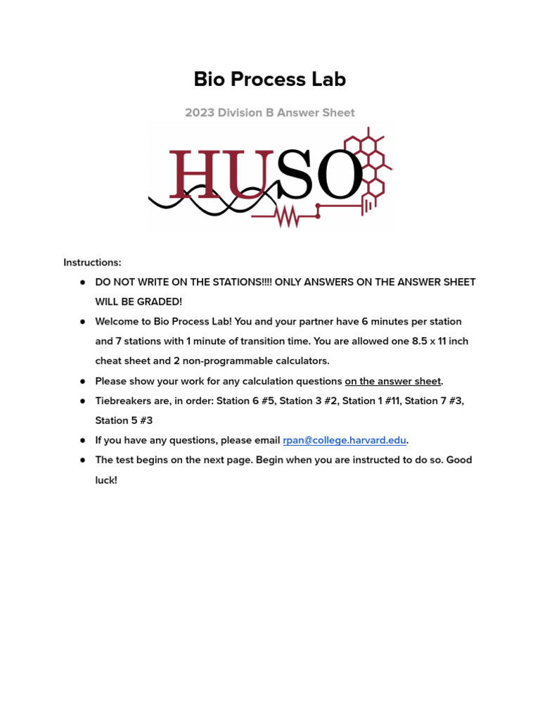 2023 Div B Bio Process Lab Answer Sheet | PDF | Teaching Methods ...