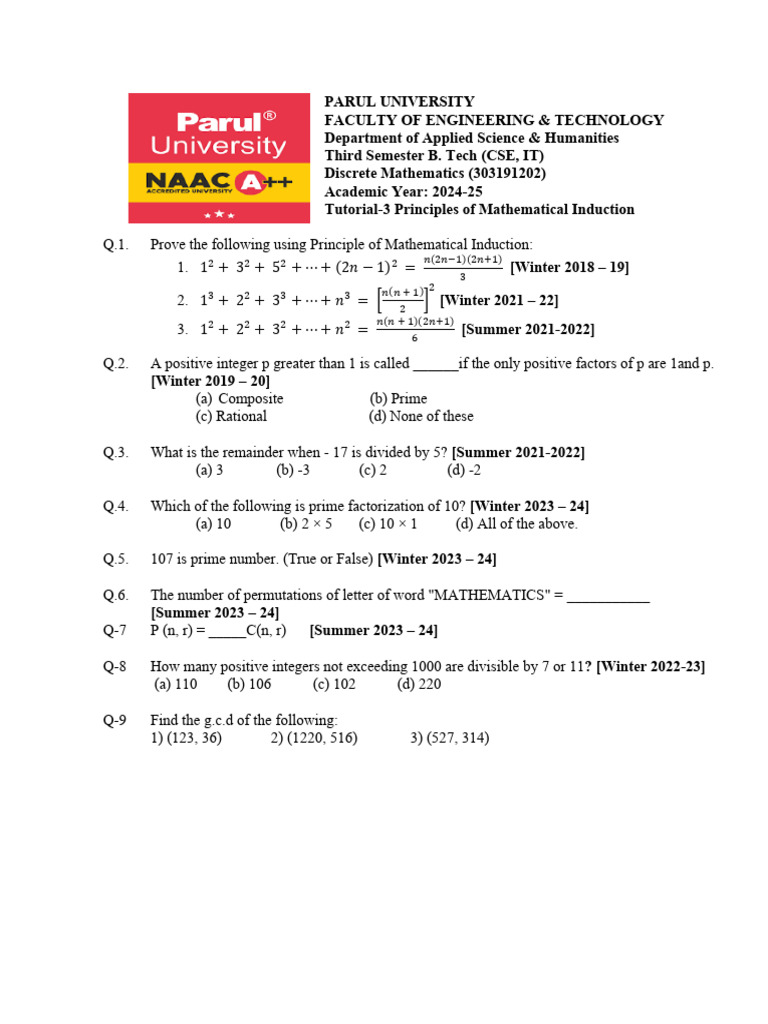 Tutorial-3 - 24-25 | PDF