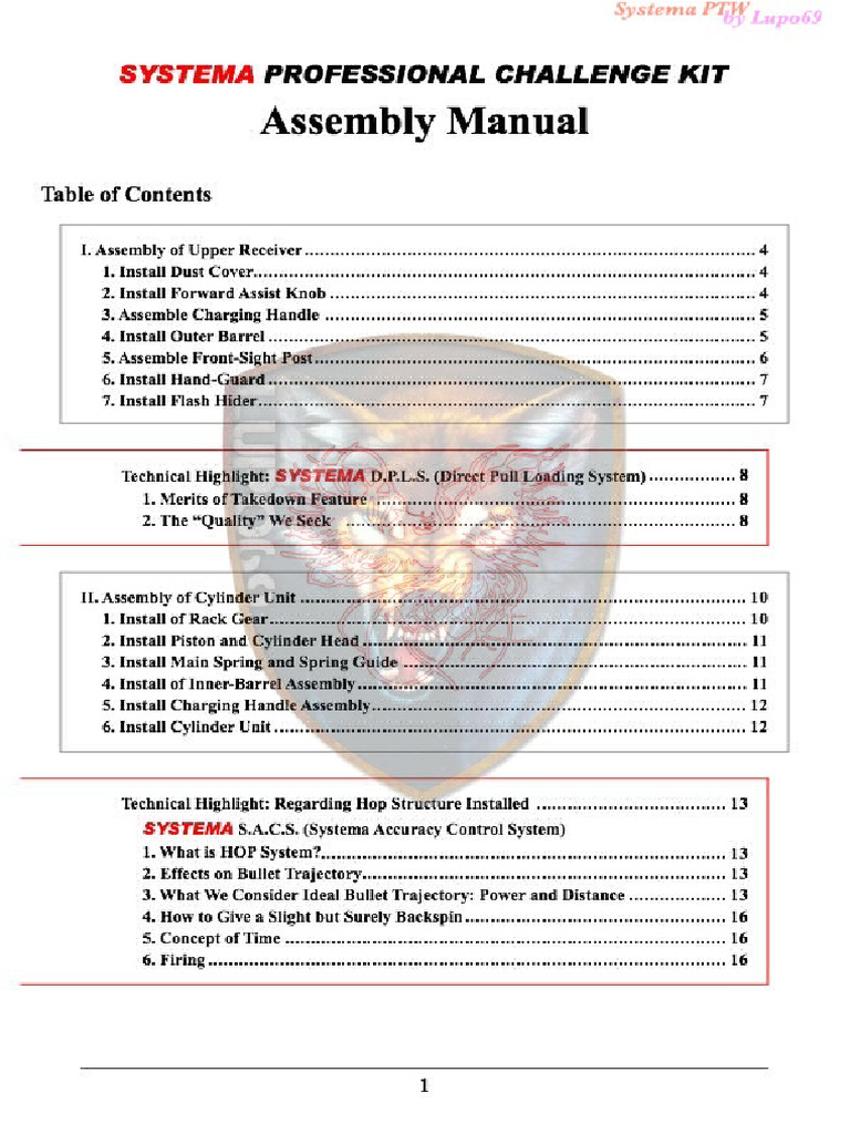Systema PTW - Challenge kit assembly manual | PDF