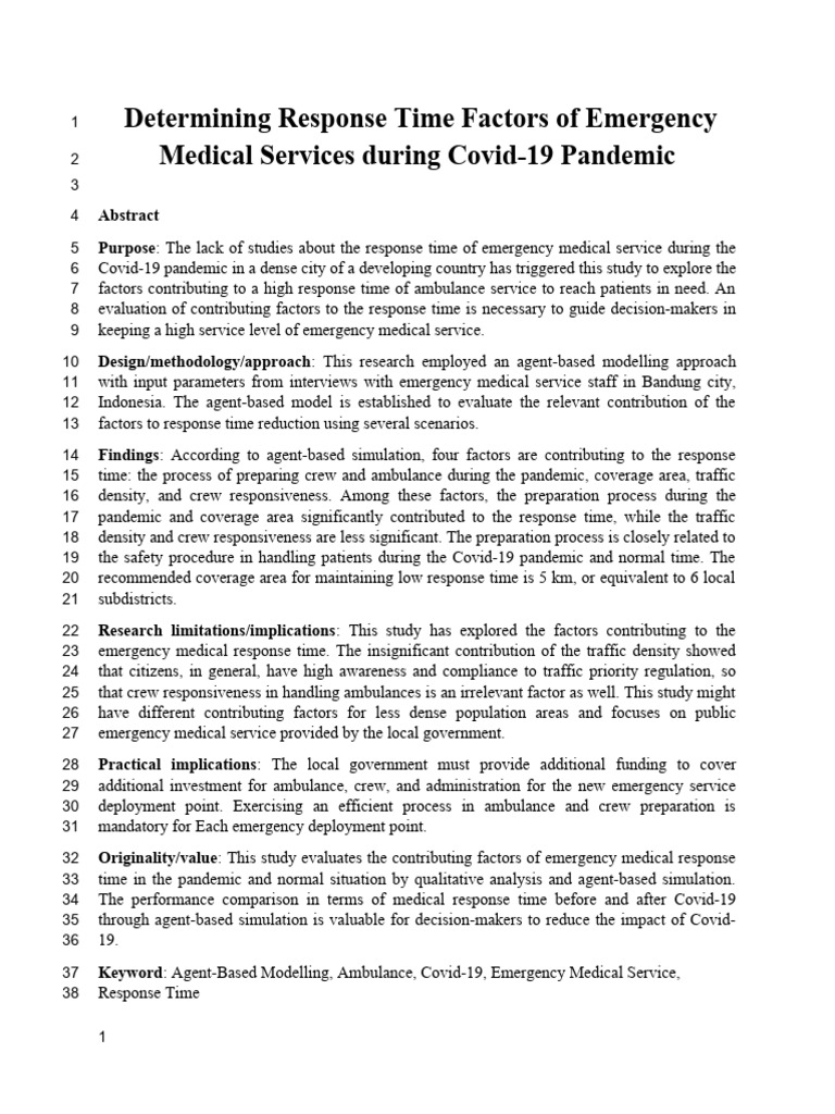 Emergency Medical Response Time Factors | PDF | Emergency Medical ...