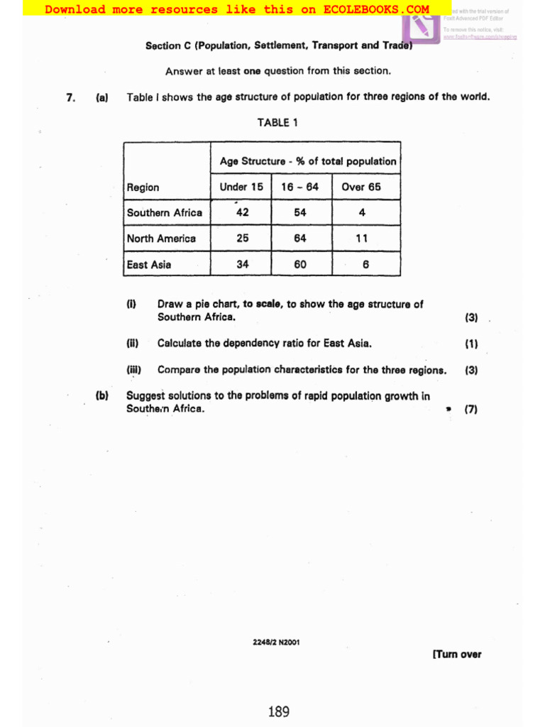 GEO Exercise 1 Population and Settlement | PDF